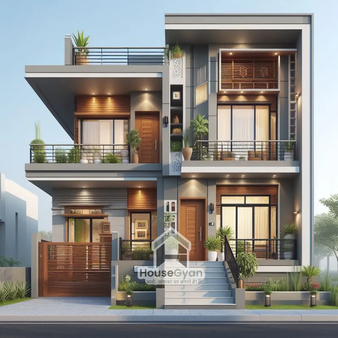 30x45 First Floor 3D Front House Elevation Design