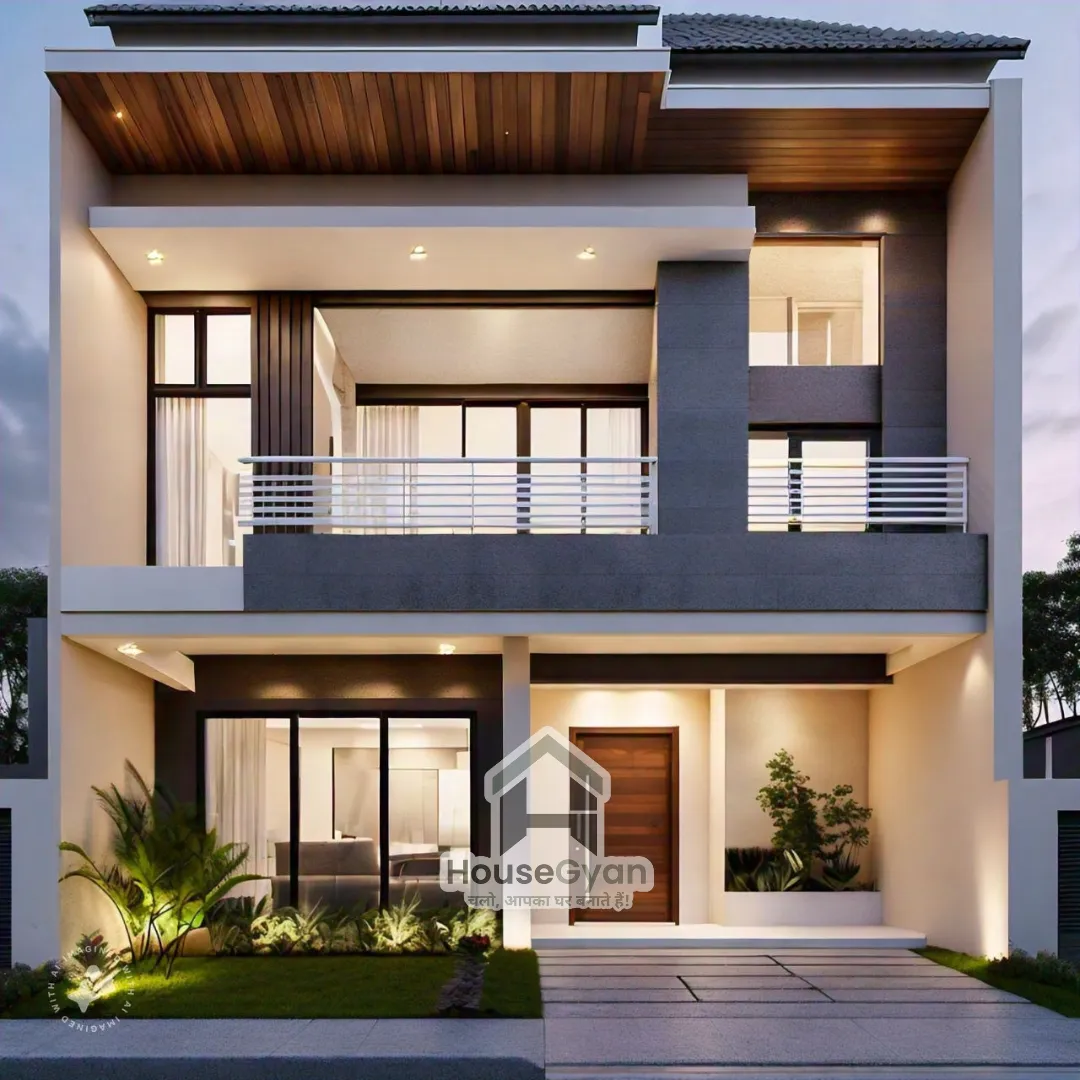 30x50 First Floor 3D Front House Elevation Design