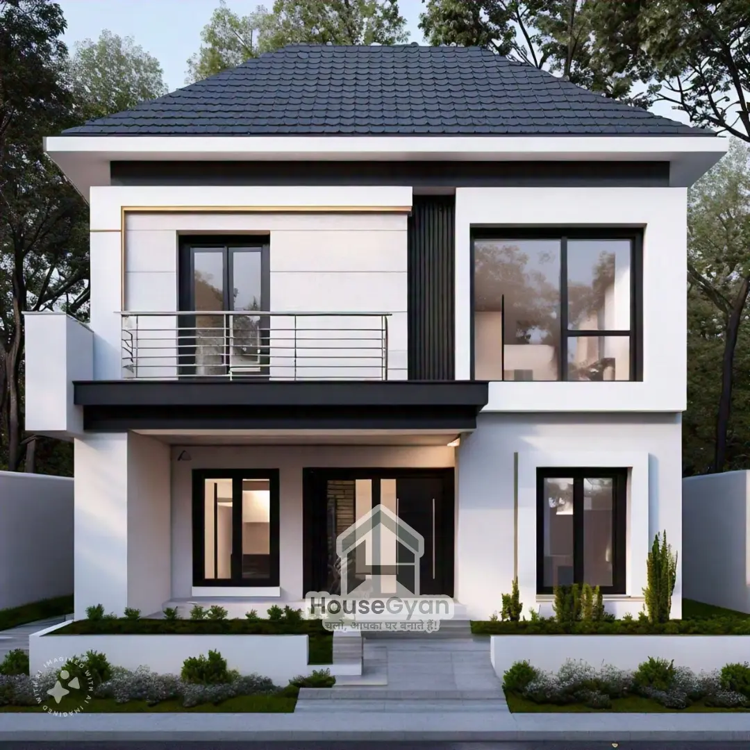 25x50 Double Story 3D Front House Elevation Design