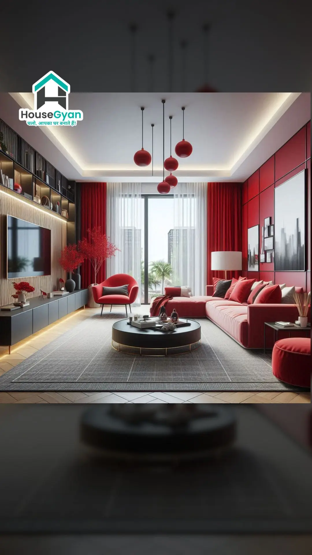 Modern Red Color Interior House Design Ideas