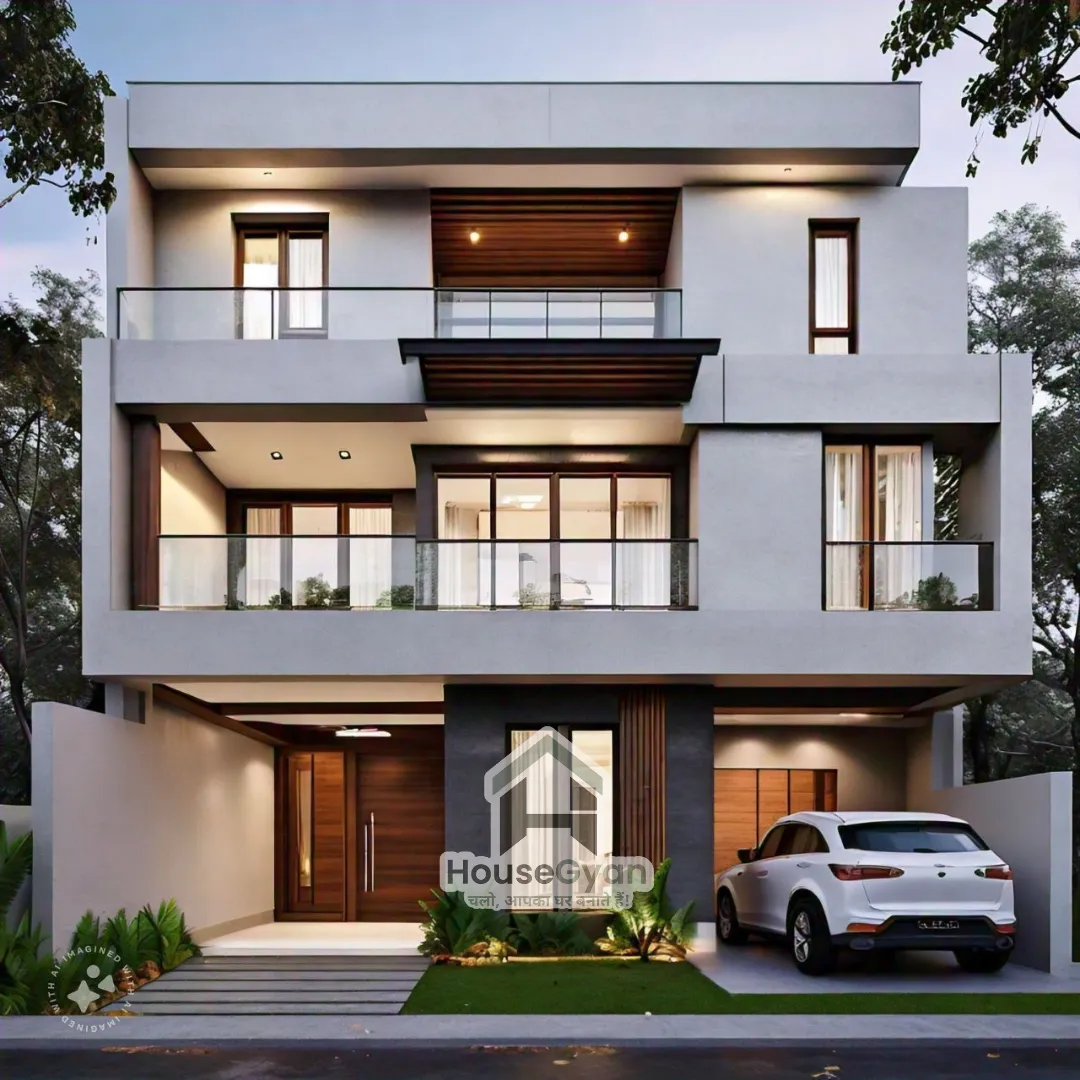 40x50 Second Floor 3D Front House Elevation Design