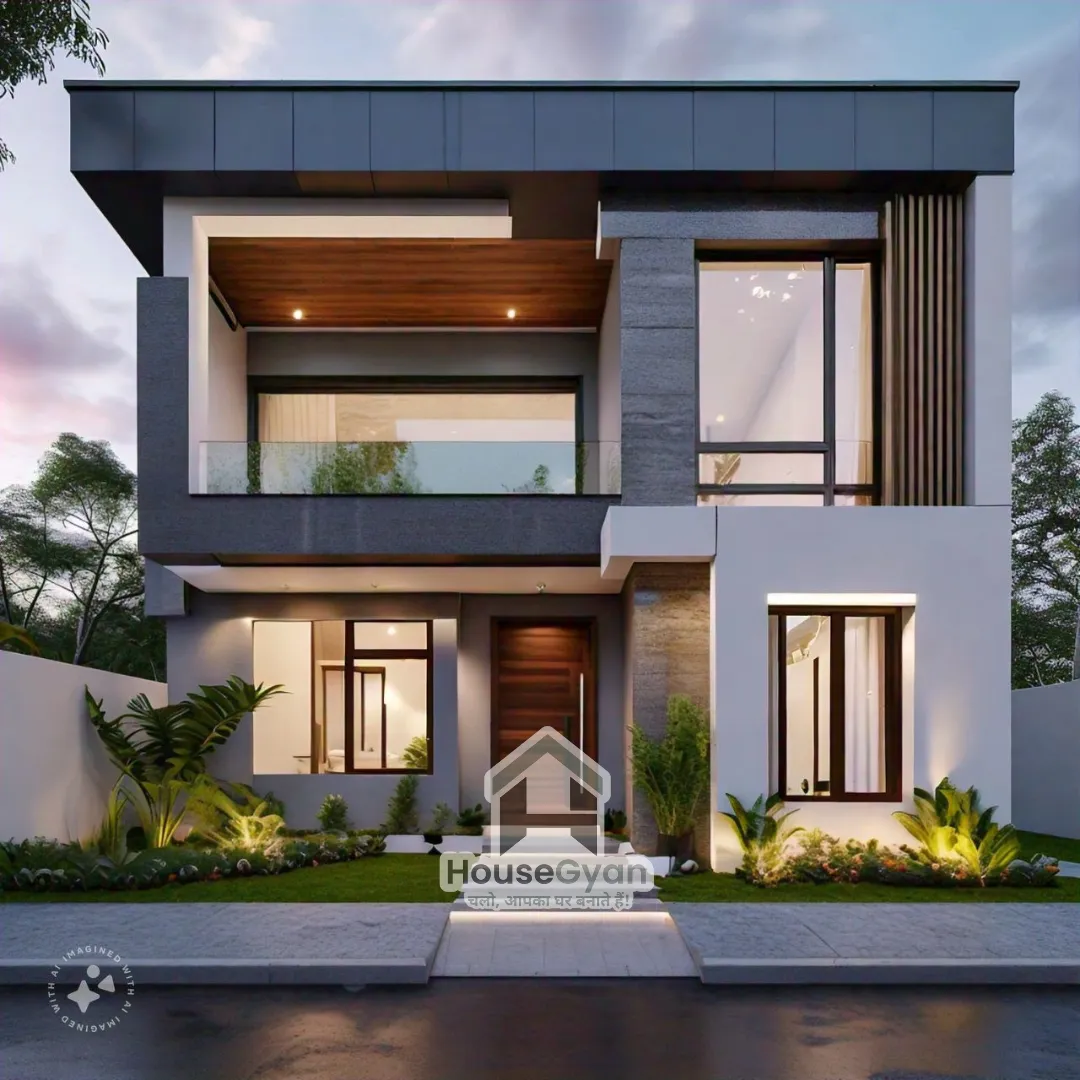 30x55 First Floor 3D Front House Elevation Design
