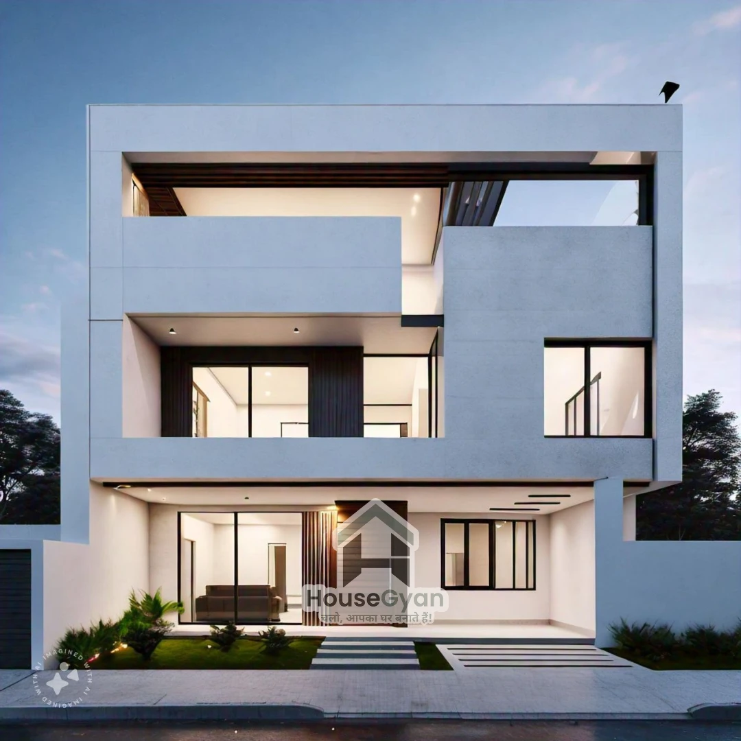 26x50 Second Floor 3D Front House Elevation Design