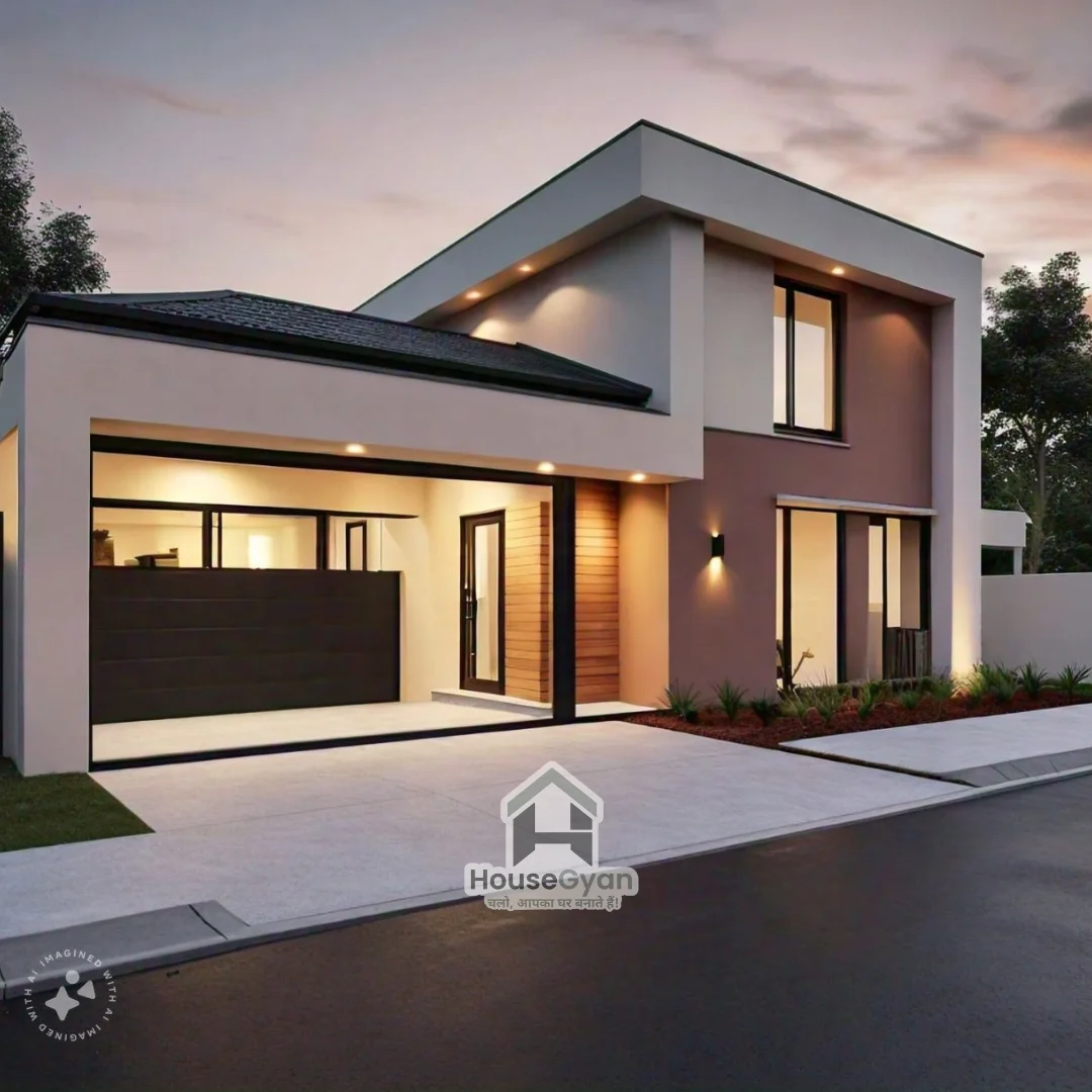 26x55 1430Sqft Single Storey 3D Front House Elevation Design