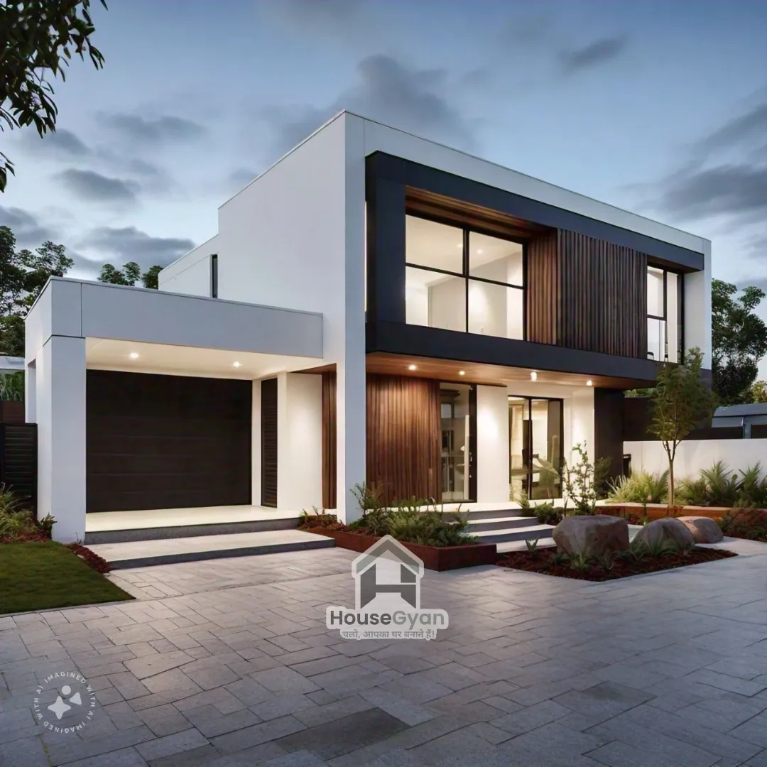 26x60 First Floor 3D Front House Elevation Design