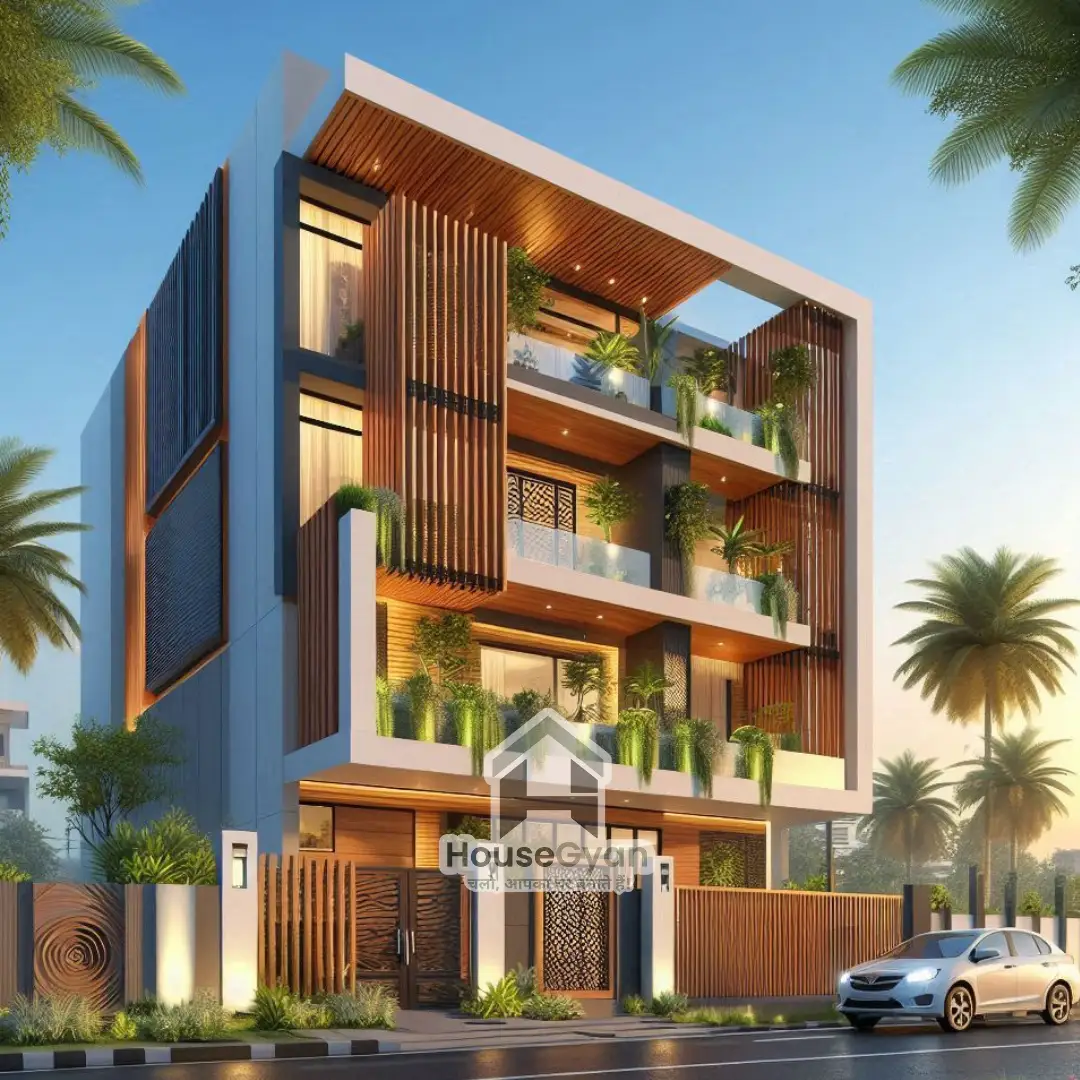 25x47 Third Floor 3D Front House Elevation Design