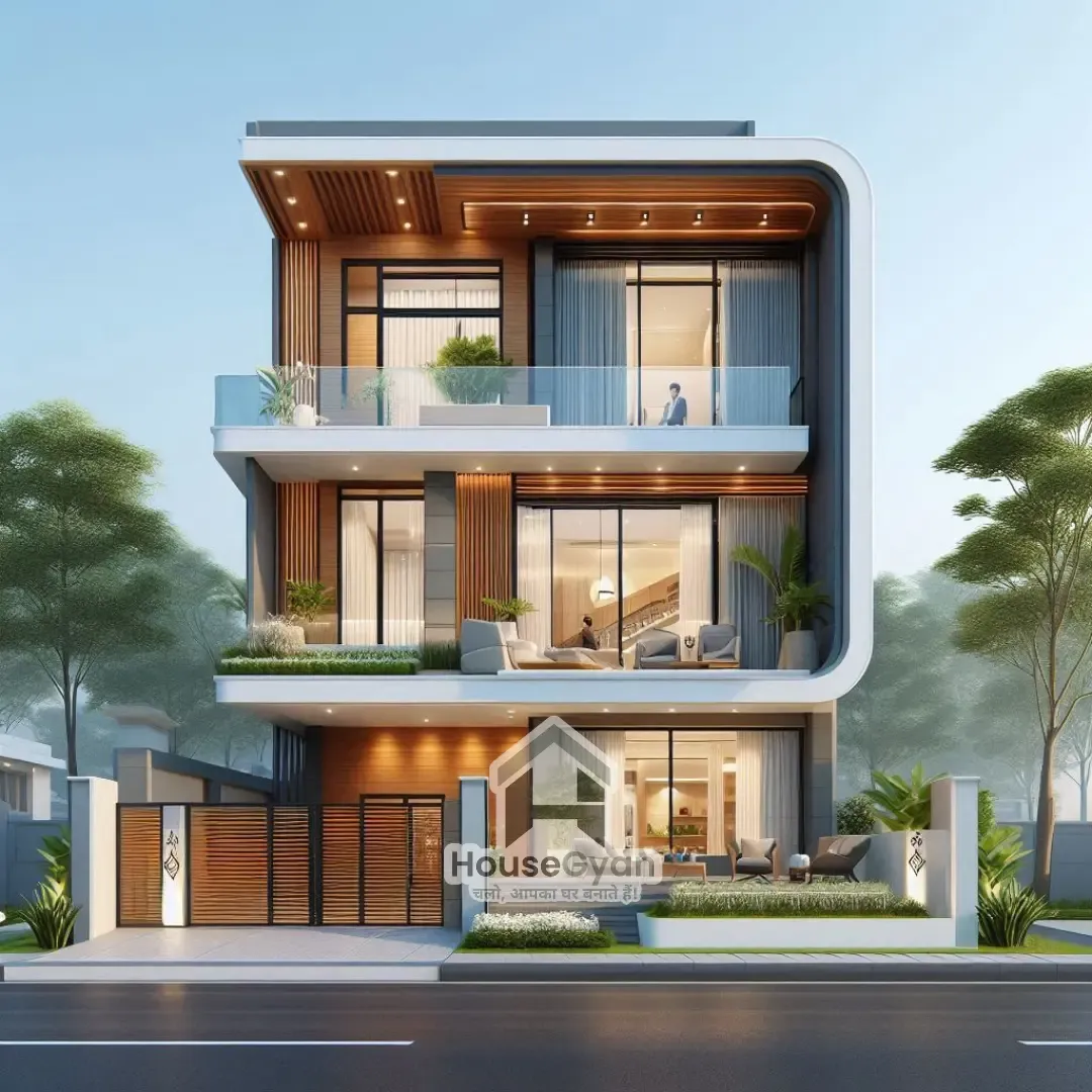 60x30 Second Floor 3d Front House Elevation Design
