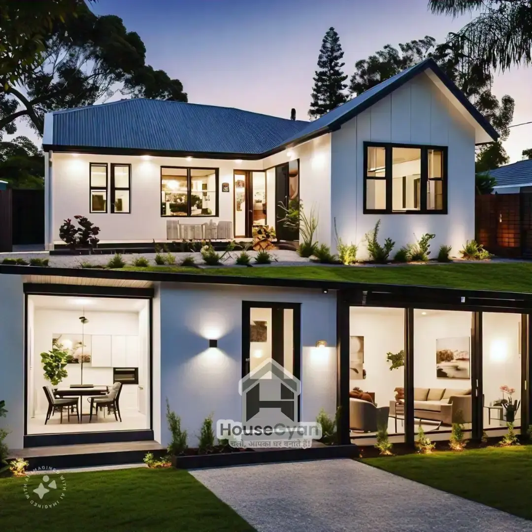 33 X 60 Double Floor 3D Front House Elevation Design