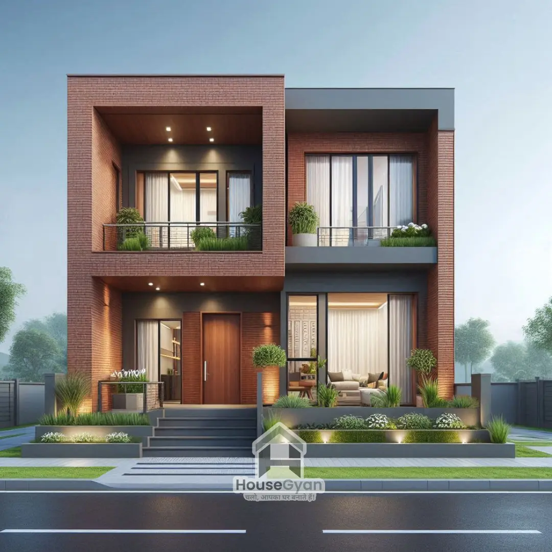 1000 Sqft Double Storey 3D Front House Elevation Design