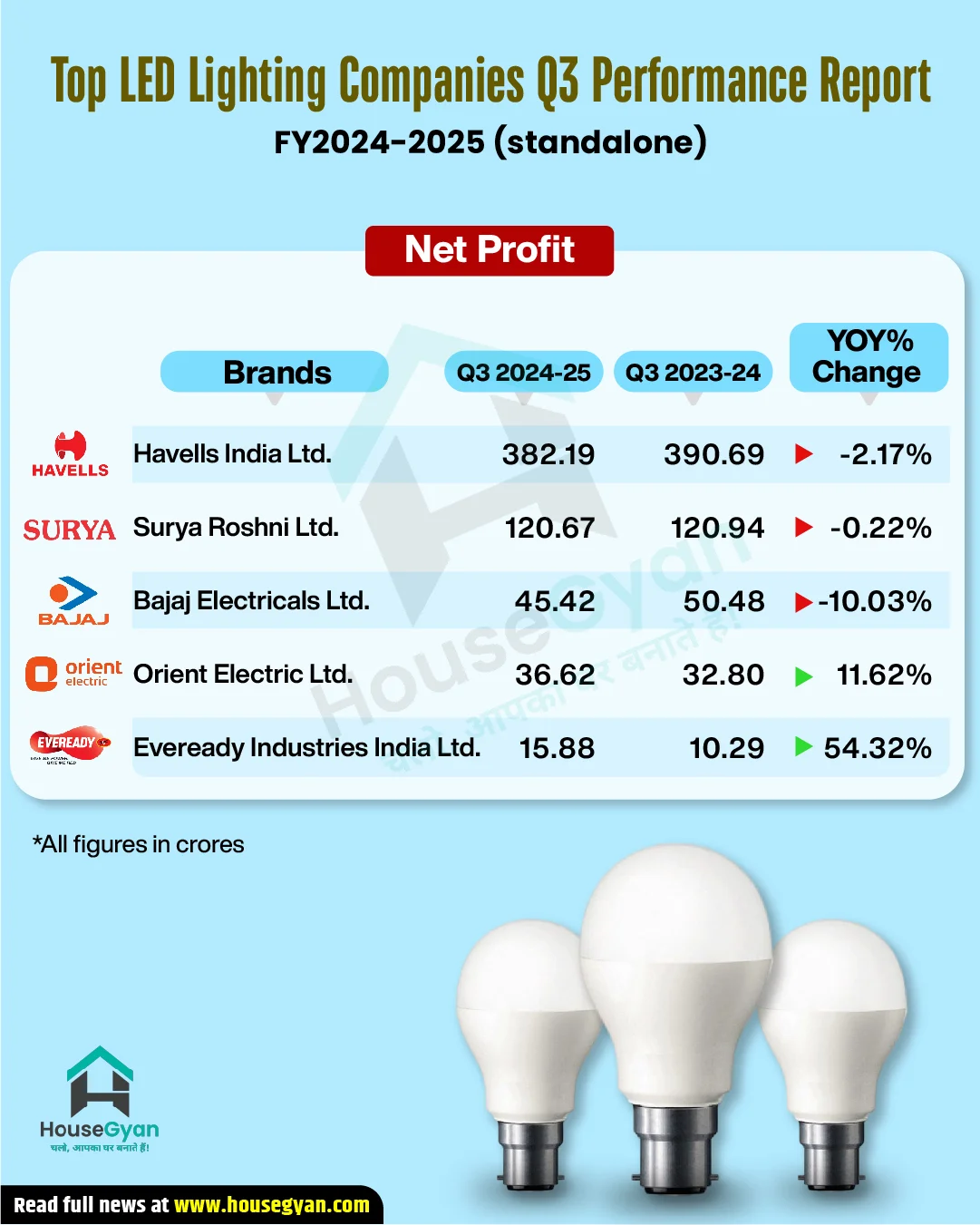 Top LED Lighting Companies Q3 Performance Report (FY24-25 Standalone)