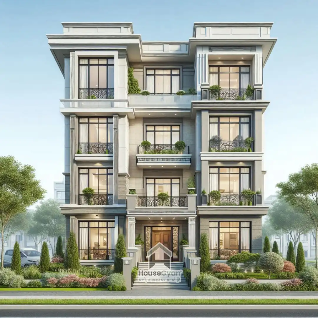 40x38 Forth Floor 3D Front House Elevation Design