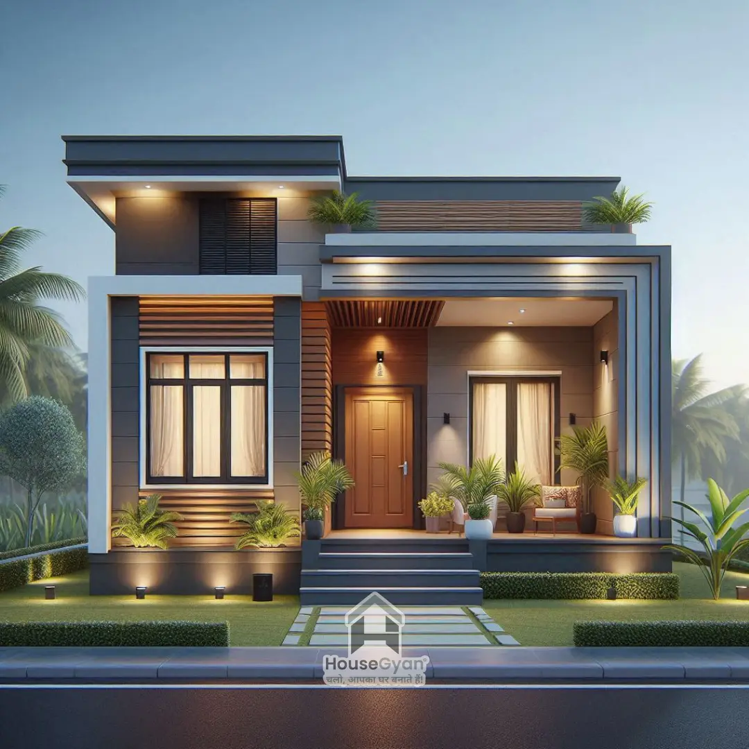 30x45 Single Storey 3D Front House Elevation Design