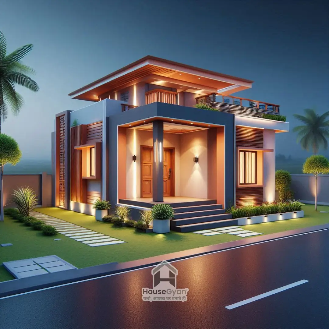 20X22 Single Floor 3D Front House Elevation Design