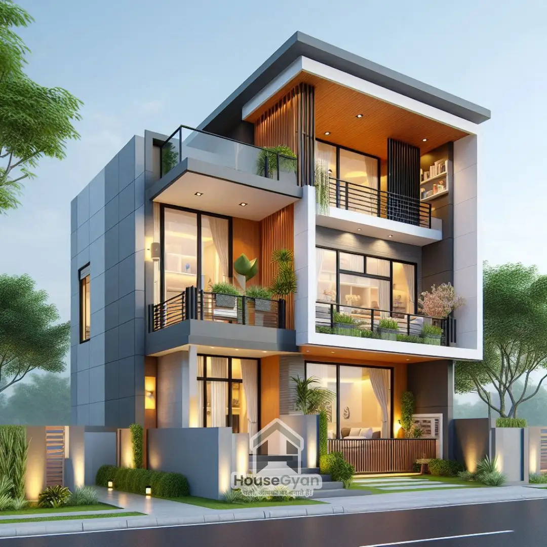 25x25 Second Floor 3D Front House Elevation Design