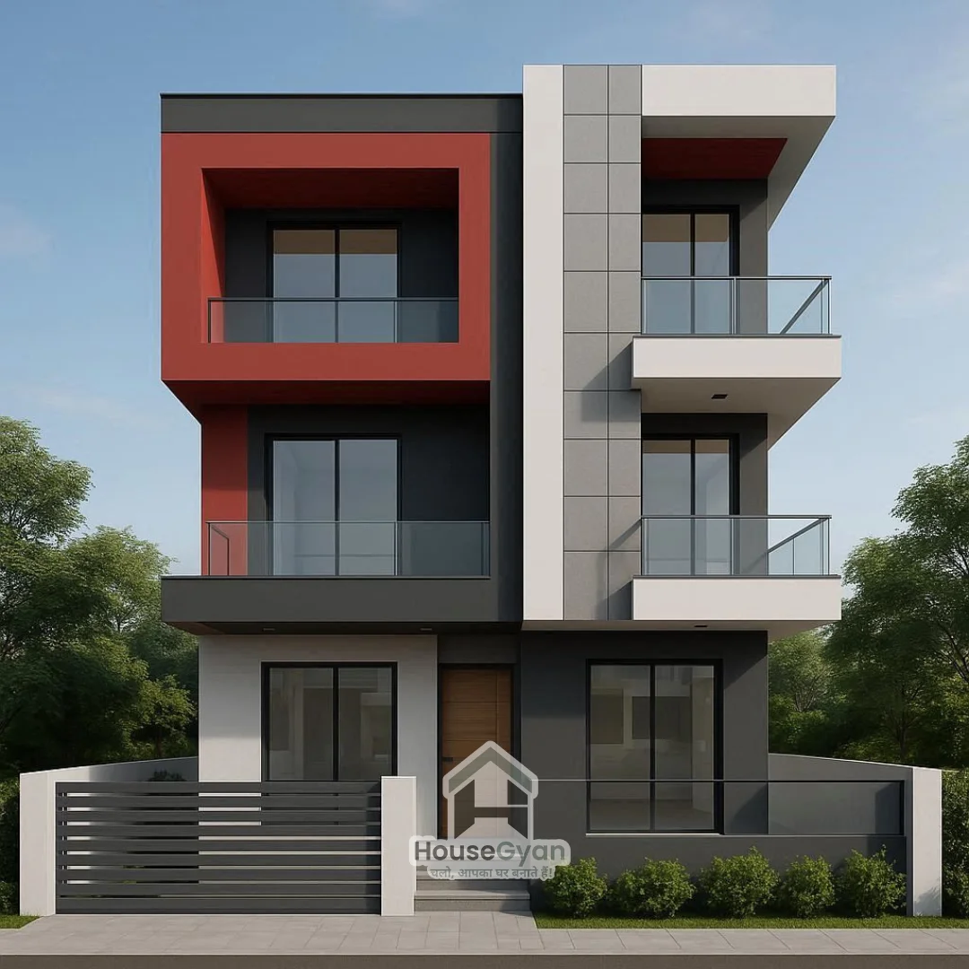 30X50 West Facing 4BHK Second Floor House Elevation Design