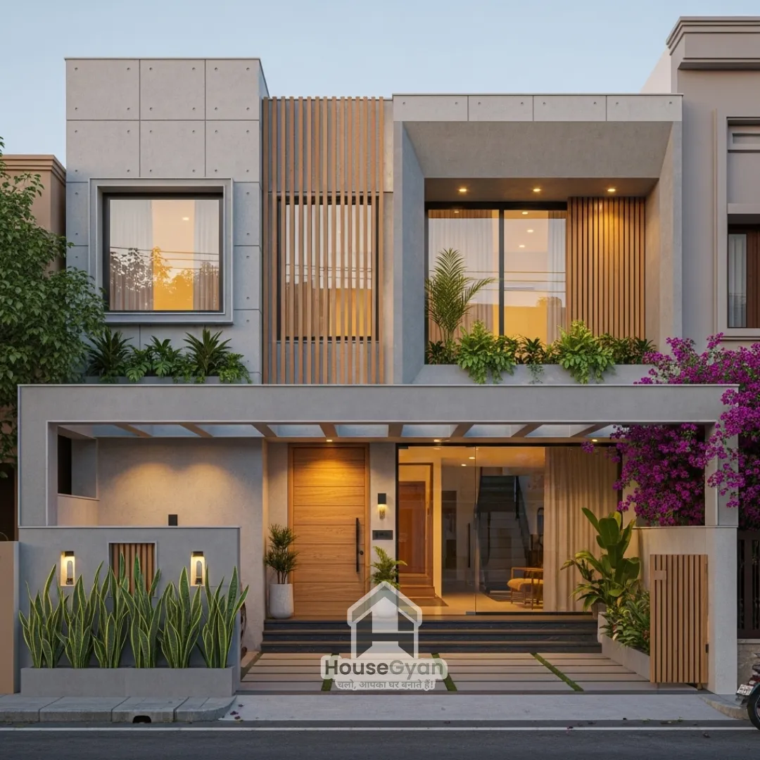 1000 Sqft East Facing 4BHK First Floor House Elevation Design