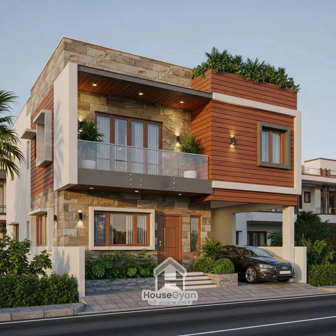 25X60 East Facing 4BHK First Floor House Elevation Design