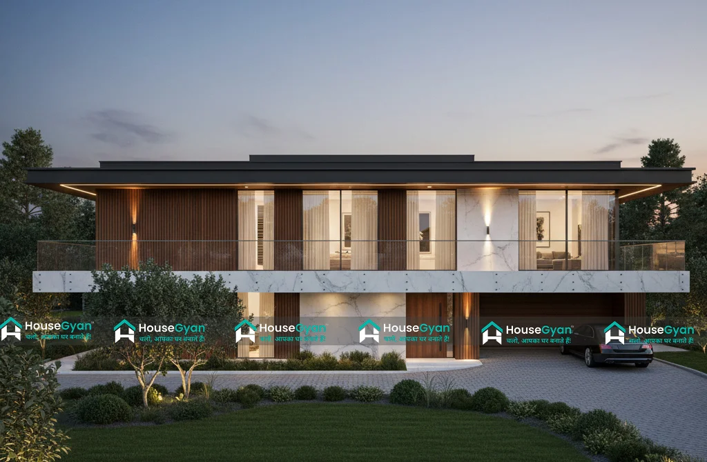 G+1 Modern Luxury House Front Elevation Design