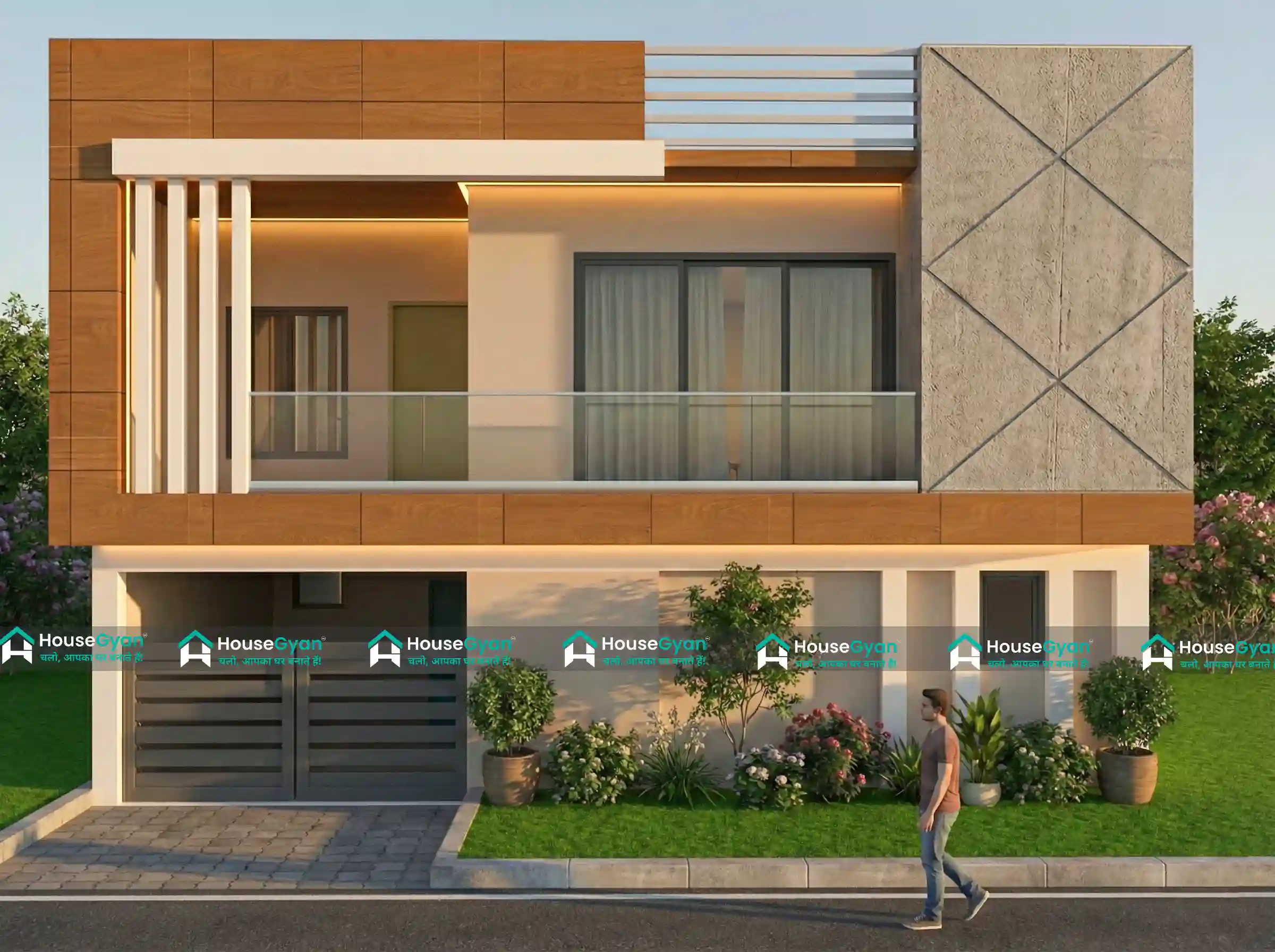 Modern 30X50 Double Storey House Front Elevation Design